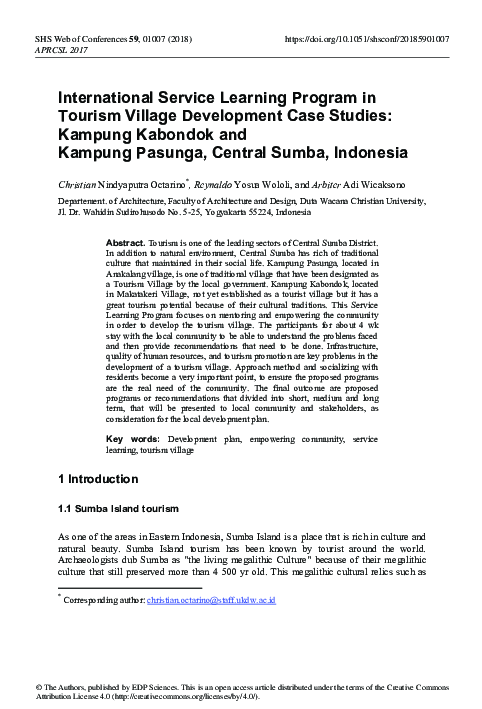(PDF) International Service Learning Program in Tourism Village ...