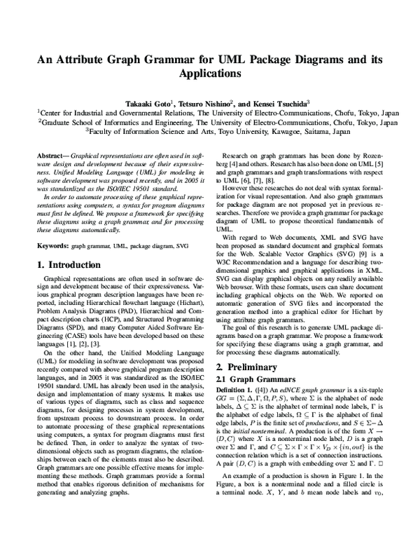 (PDF) An Attribute Graph Grammar for UML Package Diagrams and its Applications