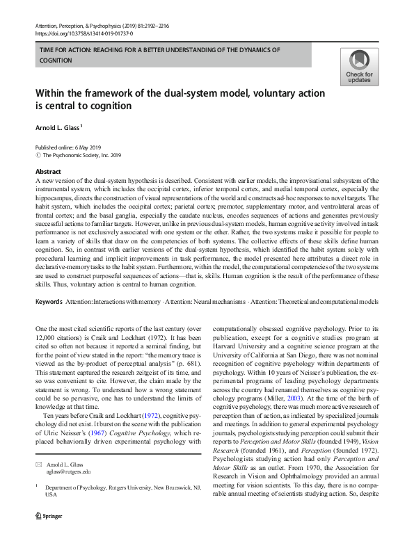 (PDF) Within the framework of the dual-system model, voluntary action ...