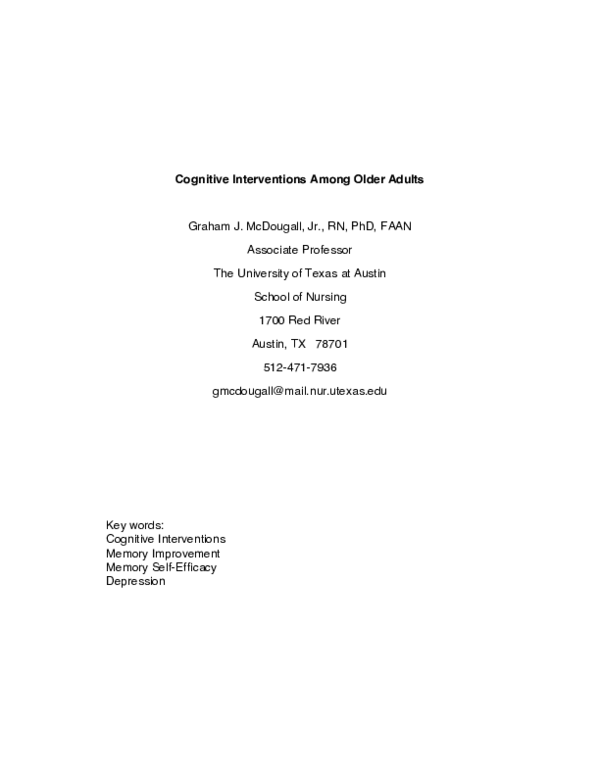 (PDF) Cognitive interventions among older adults