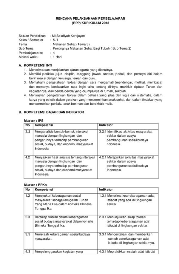 (PDF) RENCANA PELAKSANAAN PEMBELAJARAN (RPP) KURIKULUM 2013 | Berliana ...