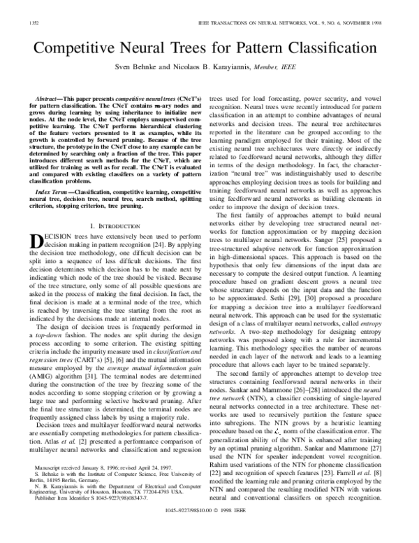 (PDF) Competitive neural trees for pattern classification