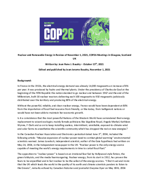(PDF) Nuclear and Renewable Energy in Review Cop26