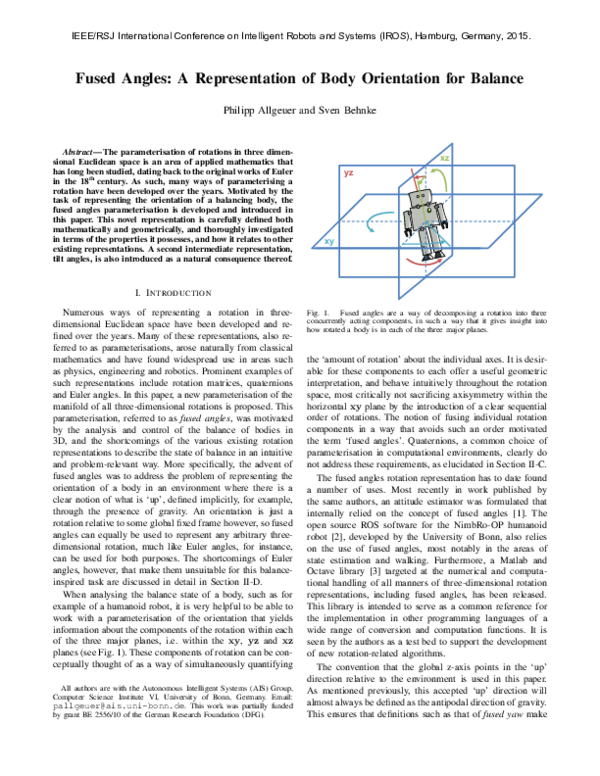 (PDF) Fused angles: A representation of body orientation for balance