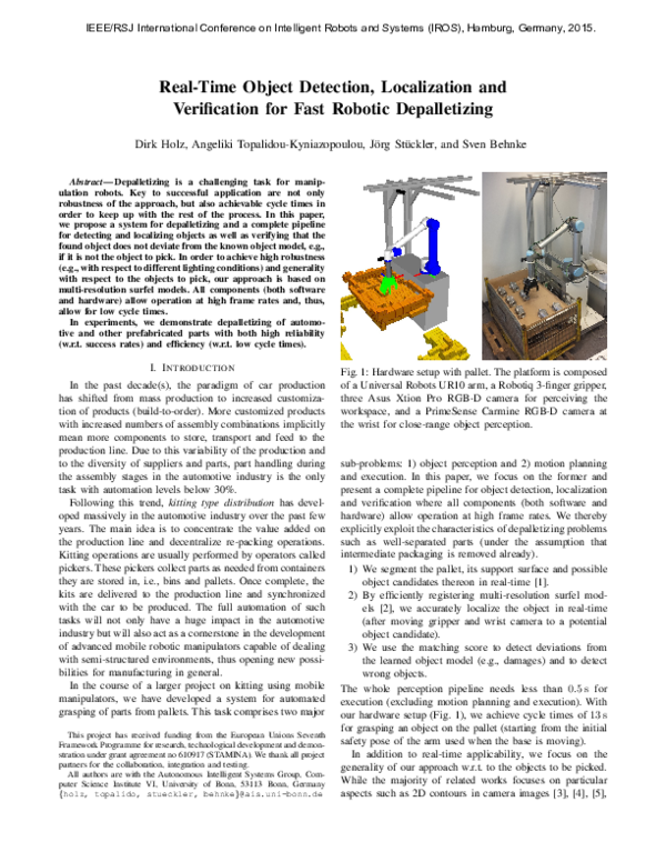 Pdf Real Time Object Detection Localization And Verification For Fast Robotic Depalletizing