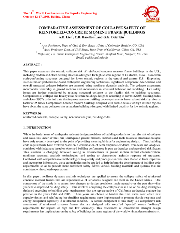 (PDF) Comparative Assessment of Collapse Safety of Reinforced-Concrete Moment Frame Buildings
