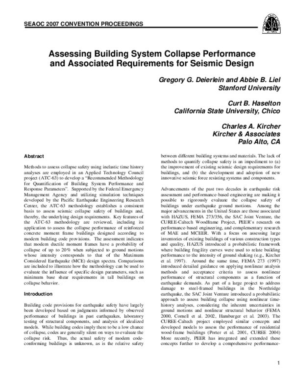 (PDF) Assessing Building System Collapse Performance and Associated ...