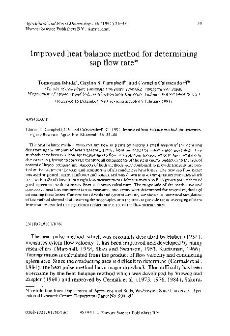 (PDF) Improved heat balance method for determining sap flow rate