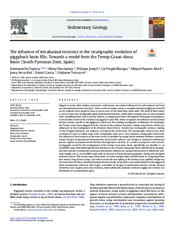 (PDF) The influence of intrabasinal tectonics in the stratigraphic ...