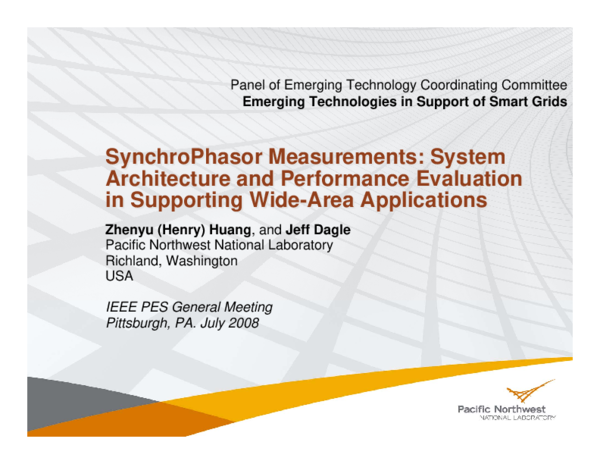 (PDF) Synchrophasor measurements: System architecture and performance ...