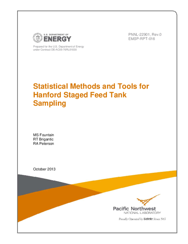 (PDF) Statistical Methods and Tools for Hanford Staged Feed Tank Sampling