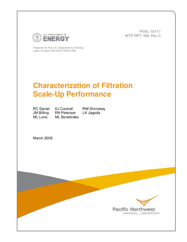 (PDF) Characterization of Filtration Scale-Up Performance