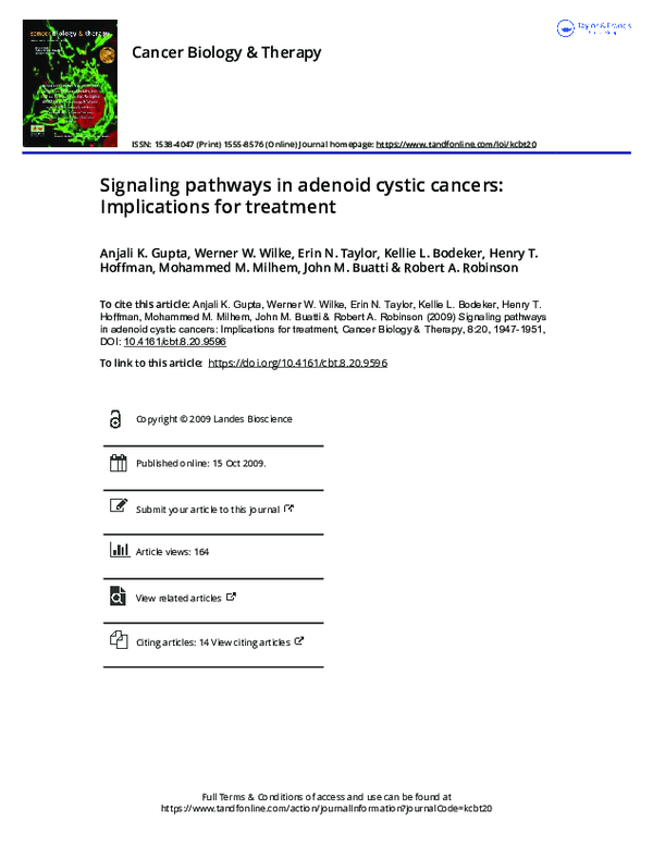 (PDF) Signaling pathways in adenoid cystic cancers: Implications for ...