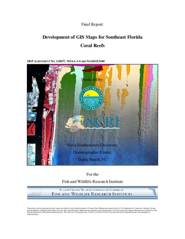 (PDF) Development of GIS maps for southeast Florida coral reefs