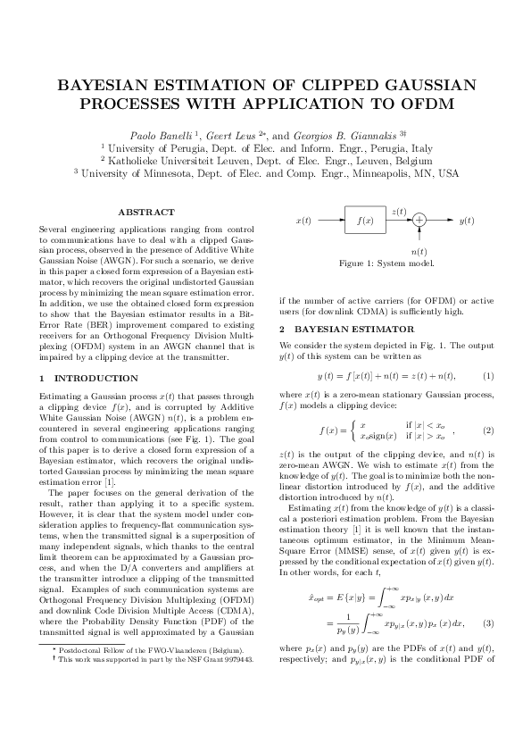 (PDF) Bayesian Estimation of Clipped Gaussian Processes with Application to OFDM | Paolo Banelli ...