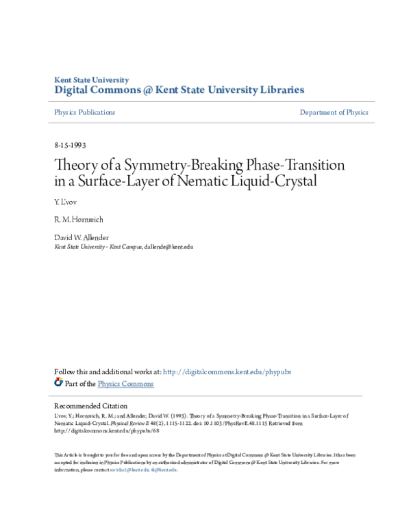 (PDF) Theory of a symmetry-breaking phase transition in a surface layer ...