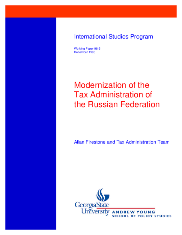 (PDF) Modernization of the Tax Administration of the Russian Federation