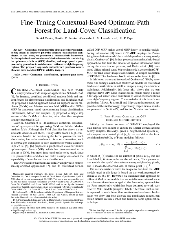(PDF) Fine-Tuning Contextual-Based Optimum-Path Forest for Land-Cover Classification