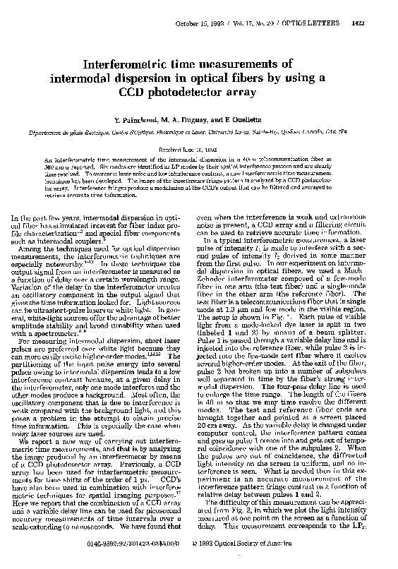 (PDF) Interferometric time measurements of intermodal dispersion in ...