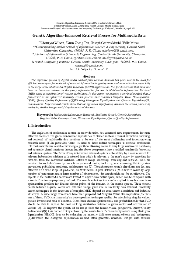 Pdf Genetic Algorithm Enhanced Retrieval Process For Multimedia Data