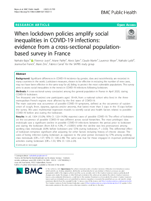 (PDF) When lockdown policies amplify social inequalities in COVID-19 ...