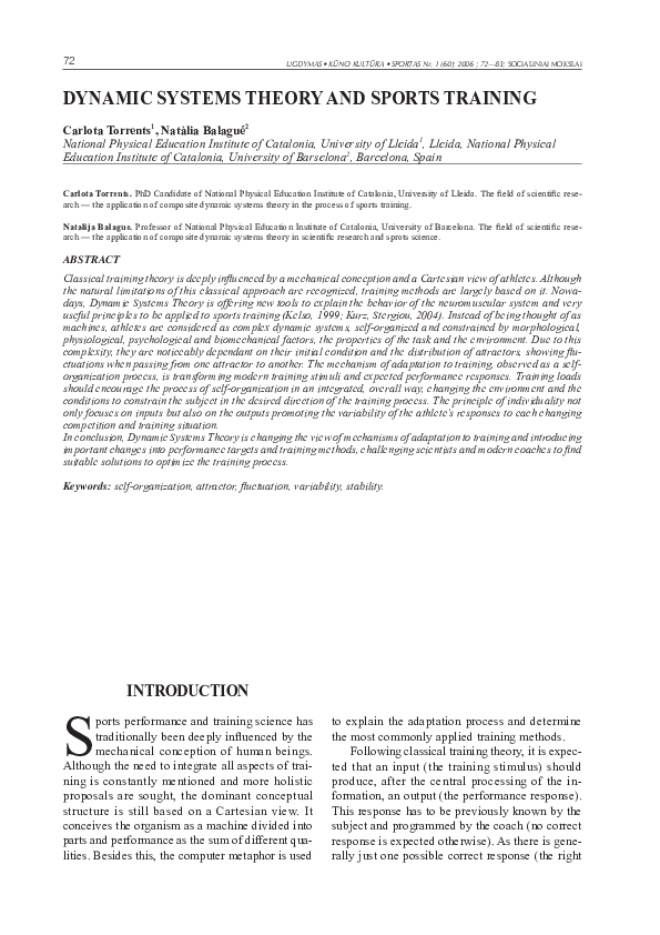 (PDF) Dynamic Systems Theory and Sports training