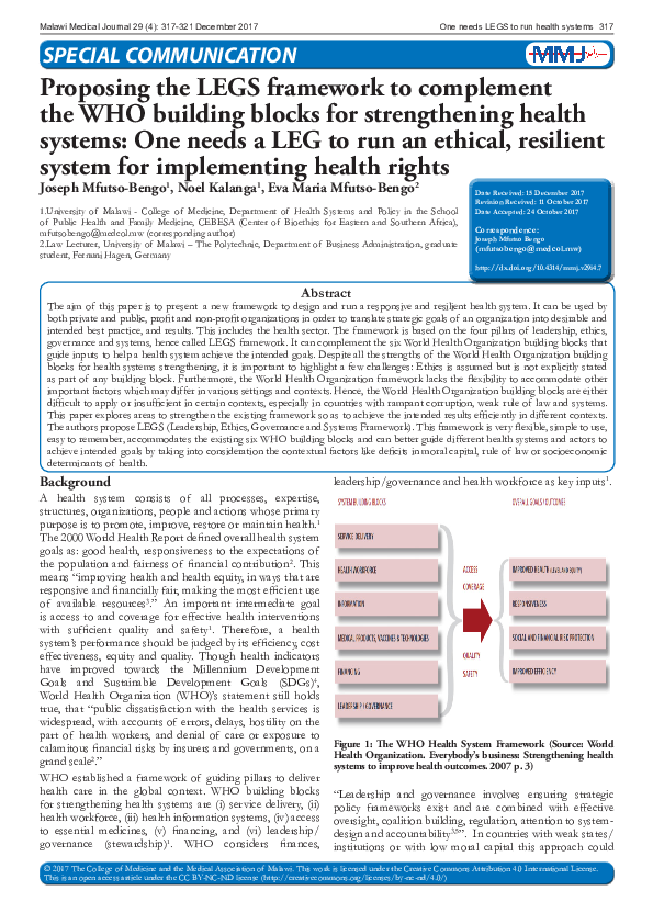 (PDF) Proposing the LEGS framework to complement the WHO building ...