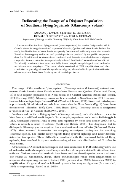 (PDF) Delineating the Range of a Disjunct Population of Southern Flying ...