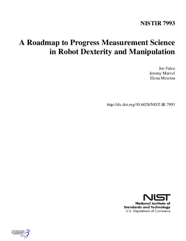 (PDF) A roadmap to progress measurement science in robot dexterity and ...