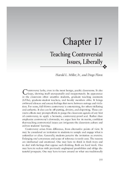 (PDF) Teaching Controversial Issues, Liberally