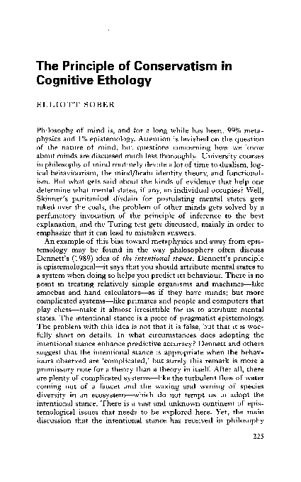 (PDF) The Principle of Conservatism in Cognitive Ethology