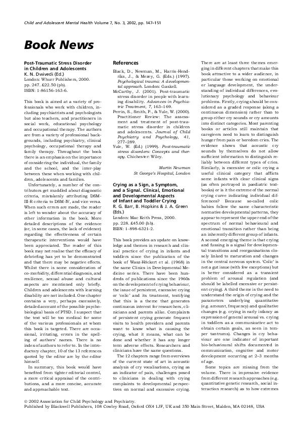 (PDF) Crying as a Sign, a Symptom, and a Signal. Clinical, Emotional ...