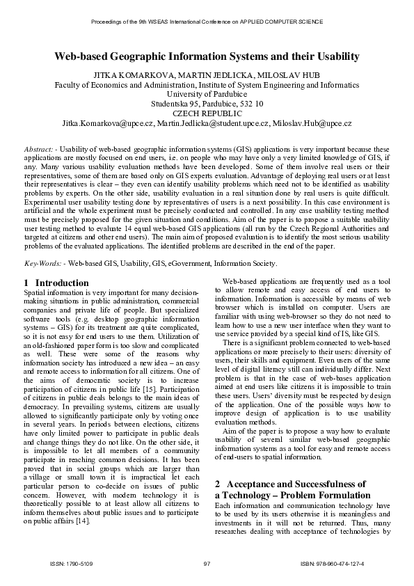 (PDF) Web-based geographic information systems and their usability