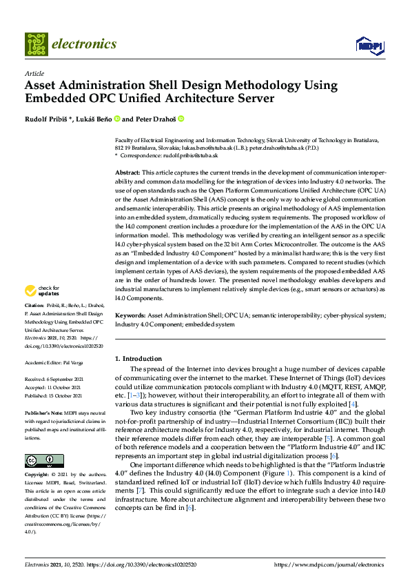 (PDF) Asset Administration Shell Design Methodology Using Embedded OPC ...