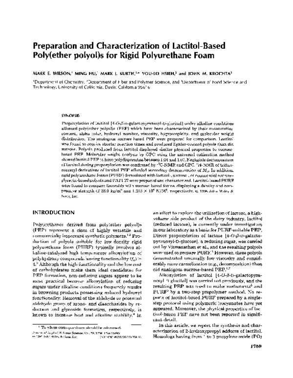 (PDF) Preparation and characterization of lactitol‐based poly(ether ...