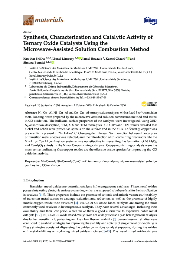(PDF) Synthesis, Characterization and Catalytic Activity of Ternary ...