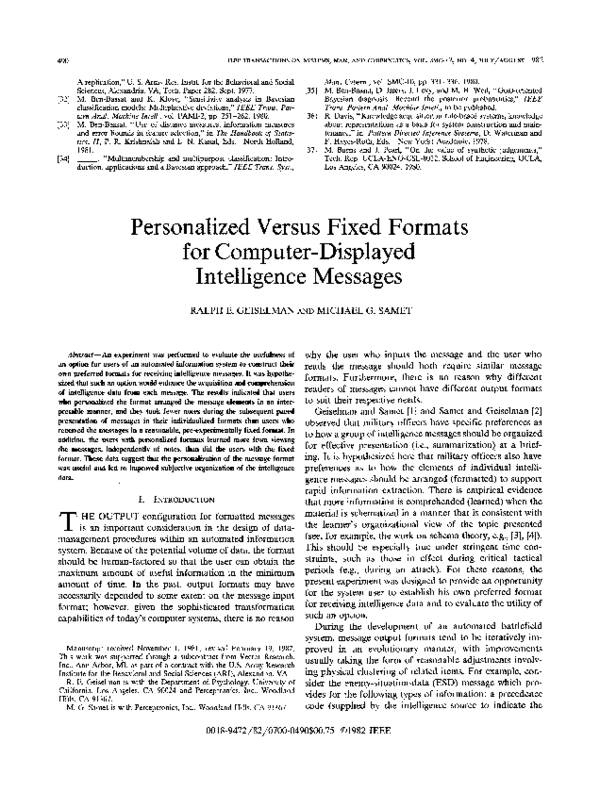(PDF) Personalized versus Fixed Formats for Computer-Displayed ...