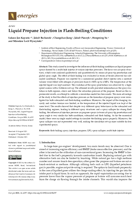 (PDF) Liquid Propane Injection in Flash-Boiling Conditions