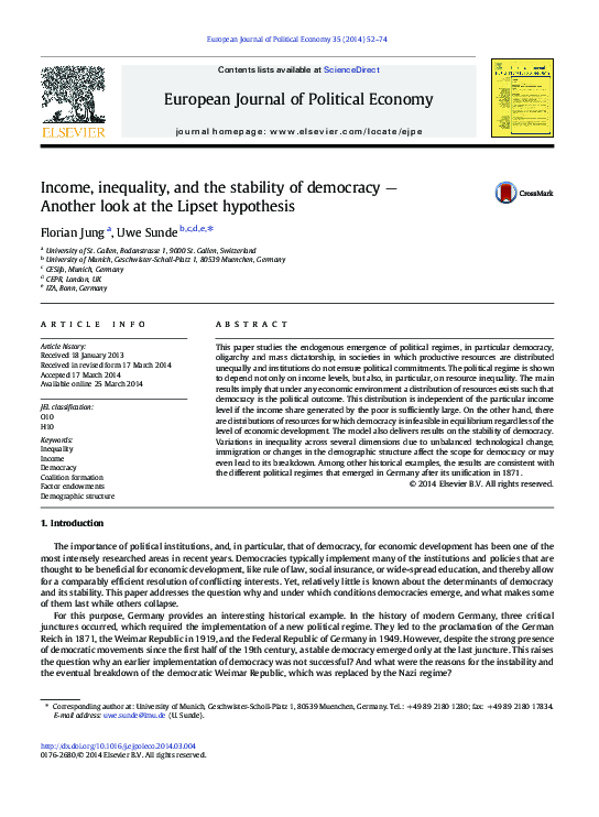 (PDF) Income, inequality, and the stability of democracy – Another look ...
