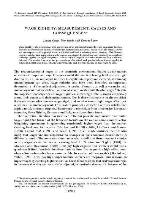 (PDF) Wage Rigidity: Measurement, Causes and Consequences