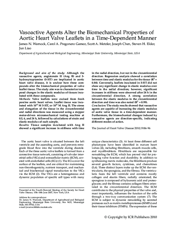 (PDF) Vasoactive agents alter the biomechanical properties of aortic heart valve leaflets in a ...