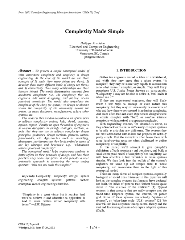 Pdf Complexity Made Simple
