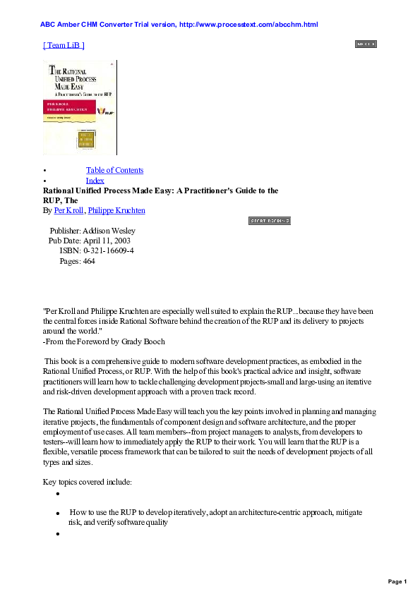 (PDF) The Rational Unified Process made easy: a practitioner's guide to ...