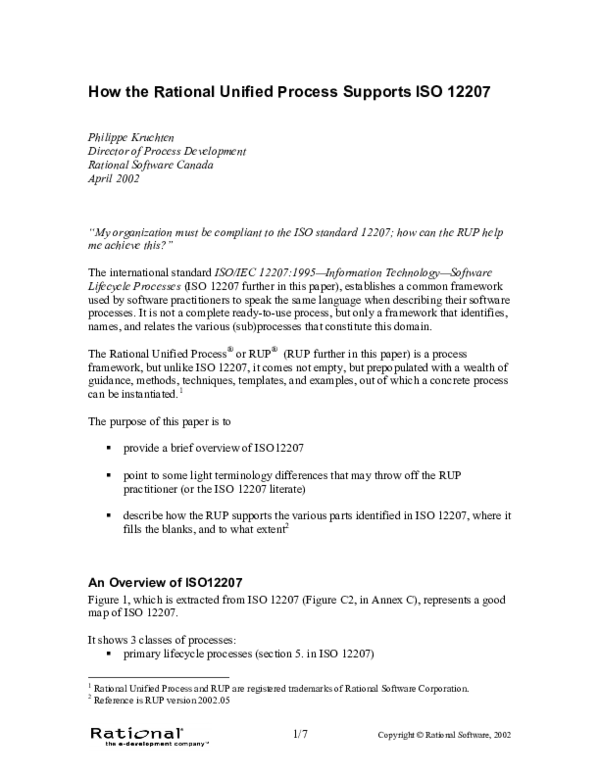 (PDF) How the Rational Unified Process Supports ISO 12207 | Philippe ...