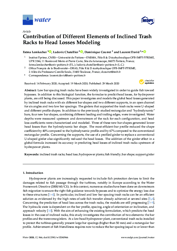 (PDF) Contribution of Different Elements of Inclined Trash Racks to ...
