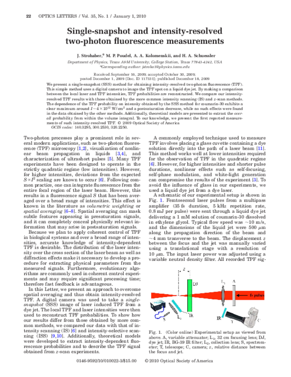 (PDF) Single-snapshot and intensity-resolved two-photon fluorescence measurements