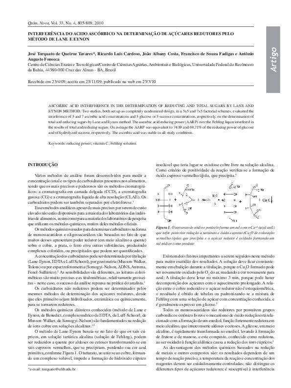 (PDF) Ascorbic acid interference in the determination of reducing and ...