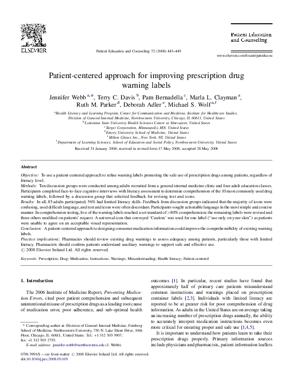 (PDF) Patient-centered approach for improving prescription drug warning ...