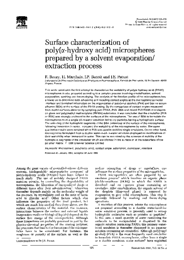 (PDF) Surface characterization of poly(α-hydroxy acid) microspheres ...
