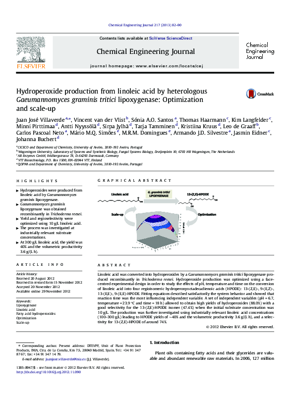(PDF) Hydroperoxide production from linoleic acid by heterologous ...